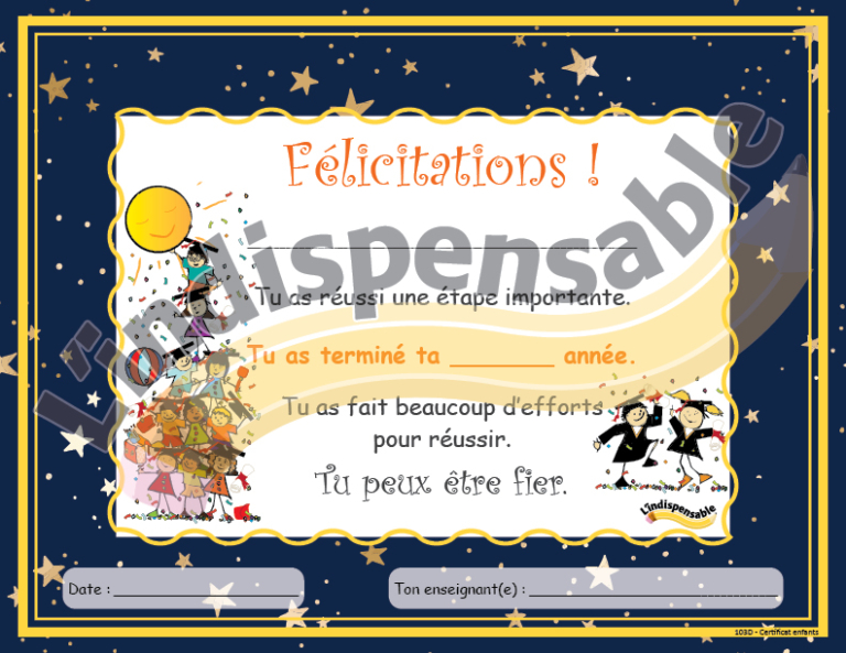 Certificats de félicitations – L'Indispensable